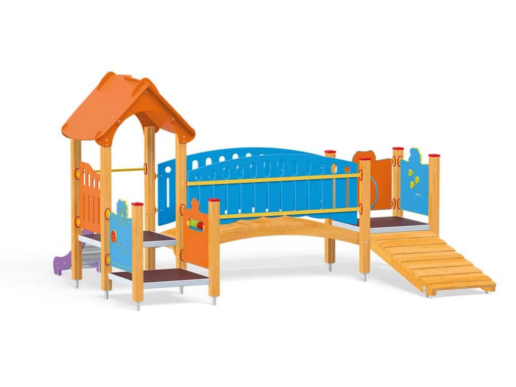 U3-Spielanlage Quadro Baby mit Brücke und 3 Plattformen von Novum ...