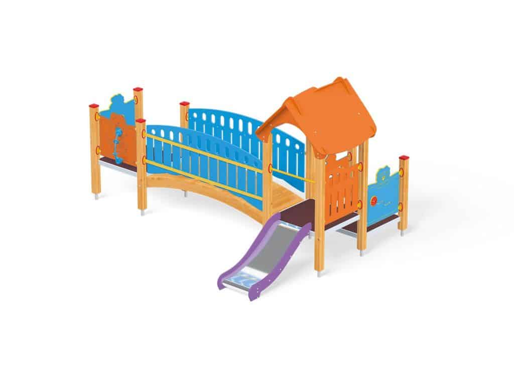 U3-Spielanlage Quadro Baby mit Brücke und 3 Plattformen von Novum ...