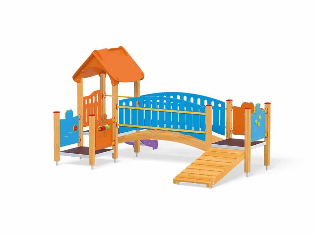 U3-Spielanlage Quadro Baby mit Brücke und 3 Plattformen von Novum ...