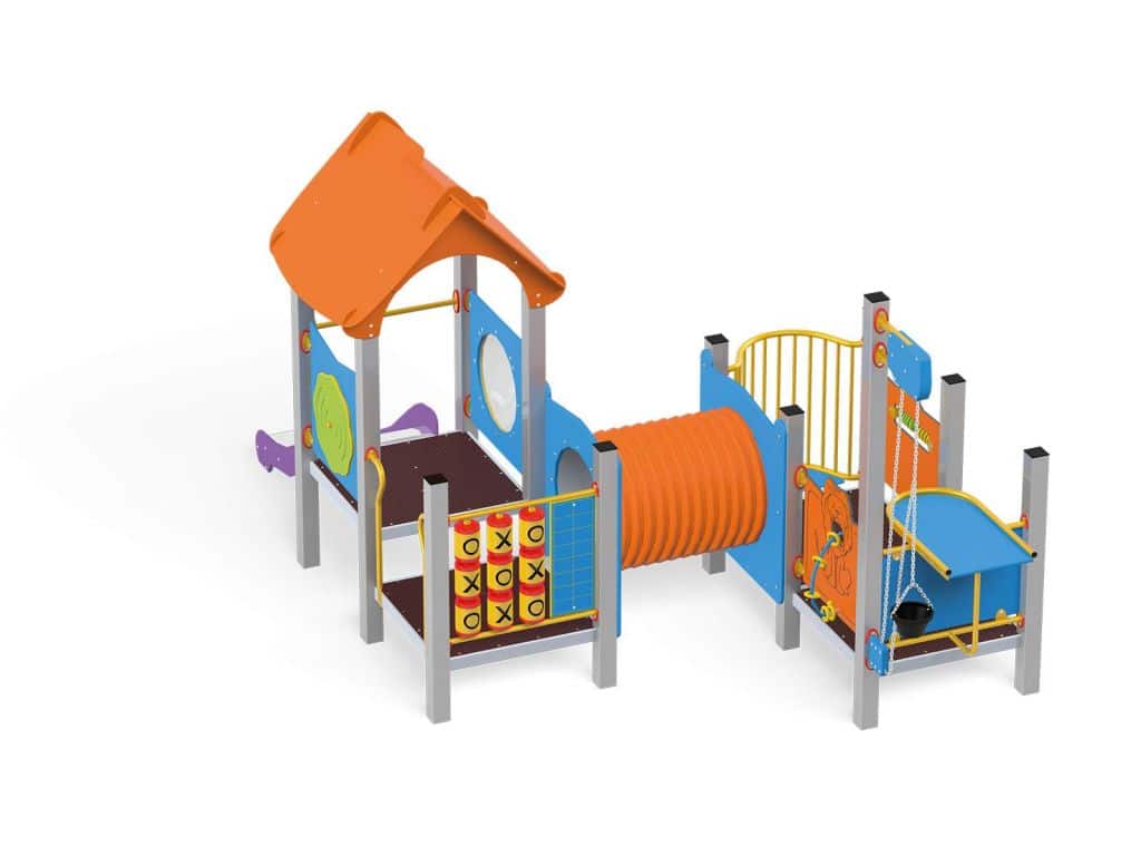 U3-Spielanlage Quadro Baby mit Tunnel, Rutsche und Sandaufzug von Novum ...