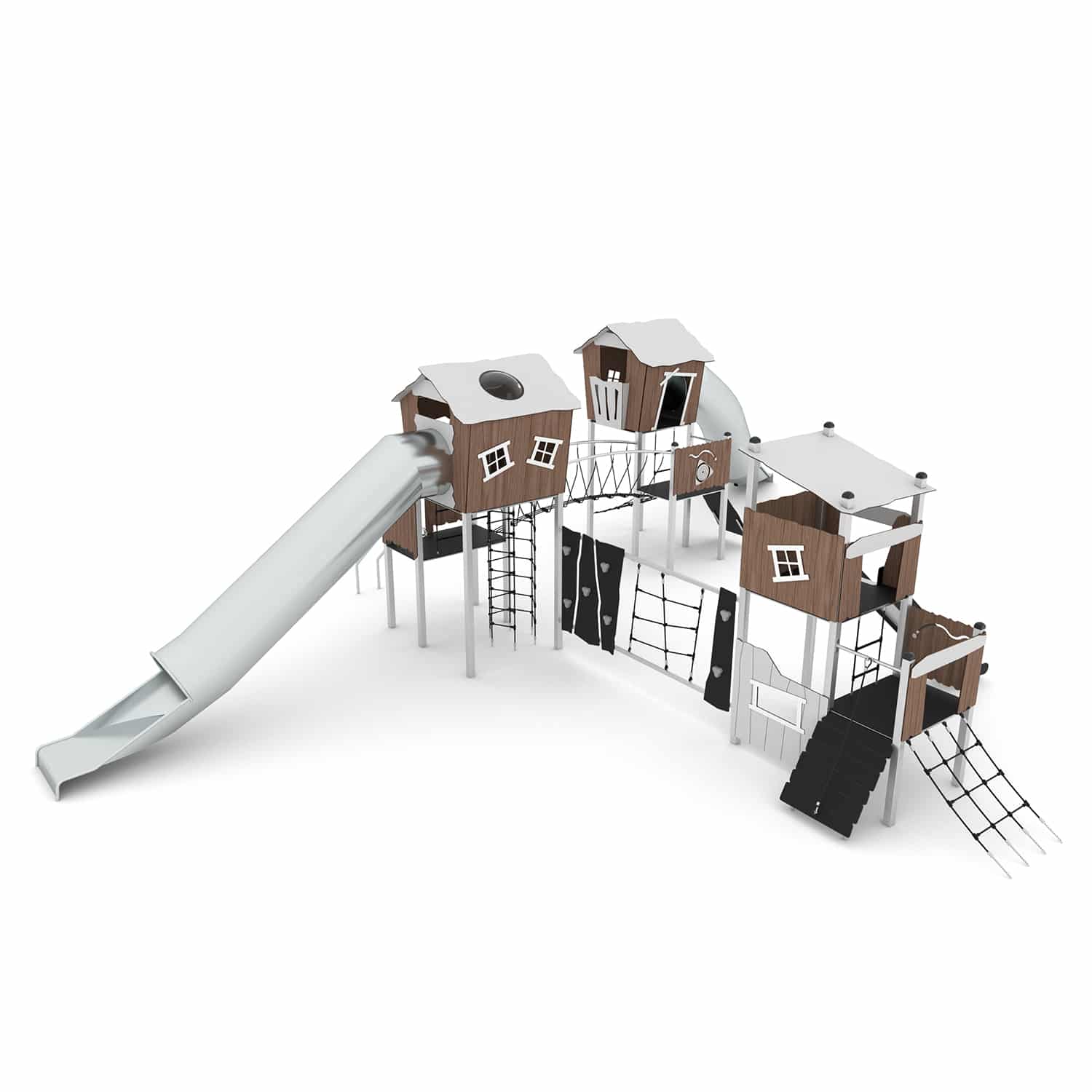 Spielanlage mit 6 Spieltürmen, Rutsche, 2 Röhrenrutschen und ...